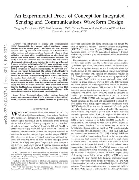 Pdf An Experimental Proof Of Concept For Integrated Sensing And