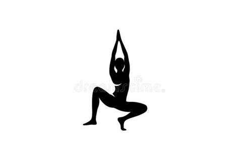 Silhouette Of A Person In A Yoga Pose With Feet Apart And Knees Stock