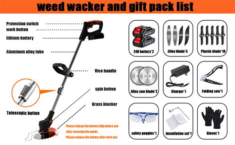 Weed Wacker Electric Weed Wacker With 24v 2000mah 3 In 1