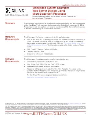 Fillable Online Xilinx XAPP Embedded System Example Web Server Design Using MicroBlaze Soft