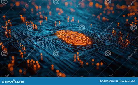 An Illustration Depicting A Fingerprint That Releases Binary Codes From A Printed Circuit Board