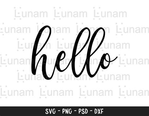 Hello SVG Hello PNG Hellow DXF Hello Cut File Hand Etsy