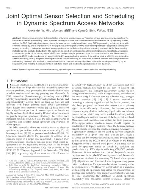 Pdf Joint Optimal Sensor Selection And Scheduling In Dynamic Spectrum