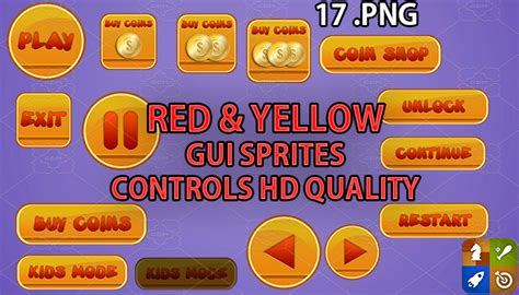 RED AND YELLOW Hud GUI Hd Quality 17 Png Files GameDev Market