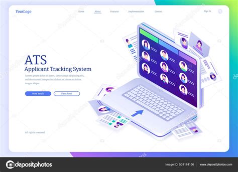 ATS Applicant Tracking System Isometric Landing Stock Vector By Klyaksun