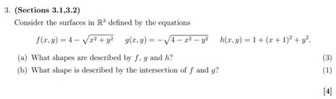 Solved 3 Sections 3132 Consider The Surfaces In R3