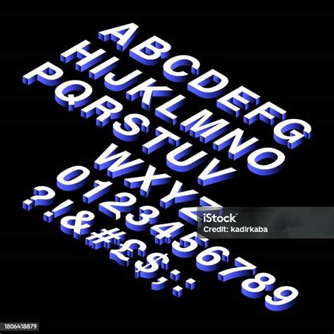 알파벳 글꼴 아이콘 세트와 3차원 디자인의 벡터 그림입니다 3d 효과 문자 숫자 및 기호 그림자 아이소 메트릭 3차원 인쇄에