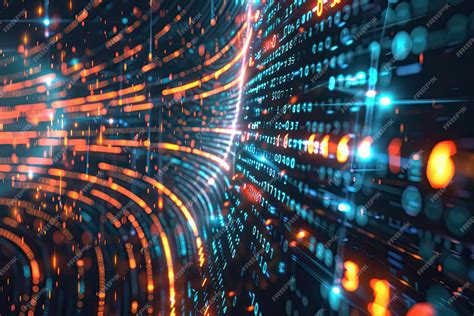 Abstract Representation Of Digital Data Stream With Glowing Binary Code Premium Ai Generated Image