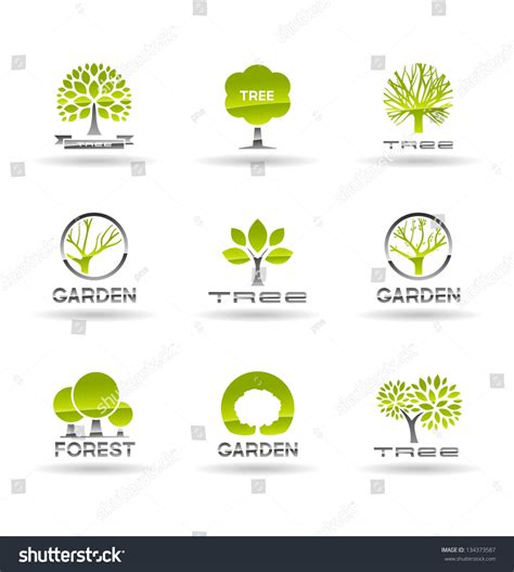 Set Tree Icons Vol Stock Vector Royalty Free Shutterstock