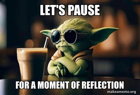 Lets Pause For A Moment Of Reflection Cool Yoda Sunglasses Meme