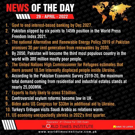 ~ News Of The Day Css World Times Institute