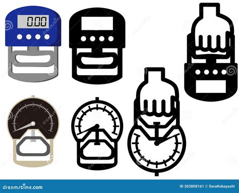 Digital And Analog Grip Dynamometer Illustrations And Icons Cartoon Vector