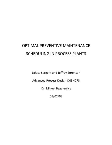 pdf optimal preventive maintenance scheduling in process · pdf