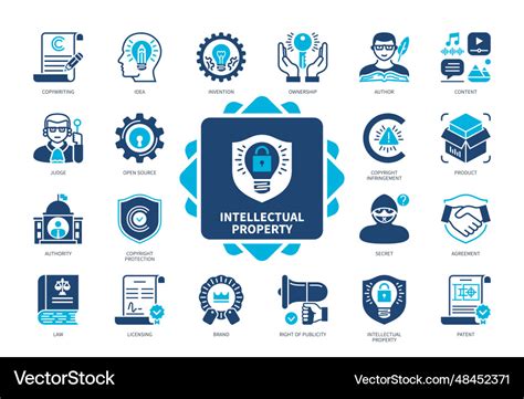 Intellectual Property Solid Icon Set Royalty Free Vector