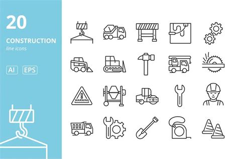 Construction Linear Icons For Modern Design