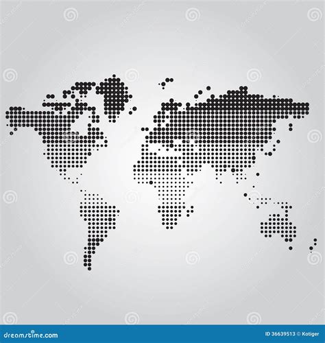 World Map With Dots Of Different Sizes Stock Vector Illustration Of
