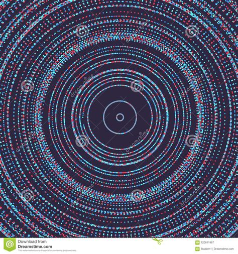 array with dynamic particles of small particles in circle stock vector