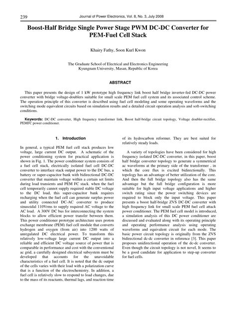Pdf Boost Half Bridge Single Power Stage Pwm Dc Dc Converters For Pem