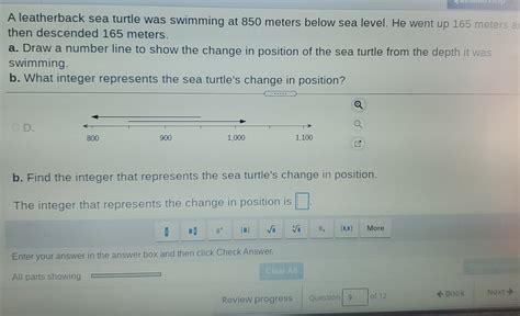 solved a leatherback sea turtle was swimming at 850 meters below sea