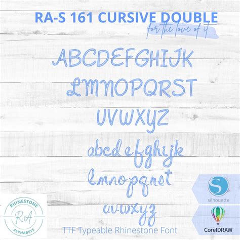Ra S 161 Doubleline This Is A Cursive Font Typeable Rhinestone Font Etsy