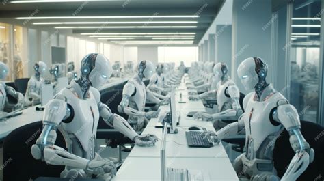 Premium AI Image | Robots working in a computer lab