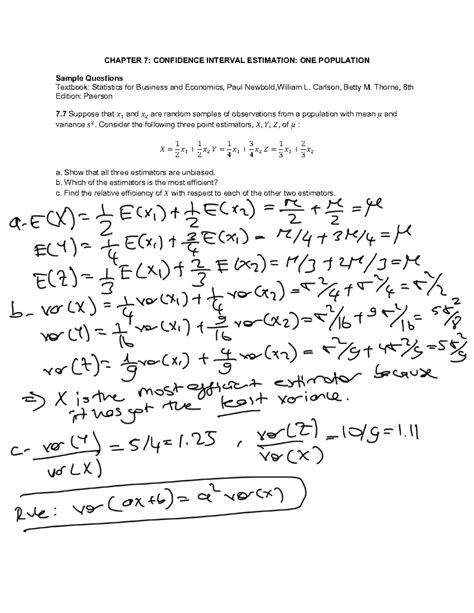 Chapter 7 Confidence Interval Estimation Problems Ak Studocu
