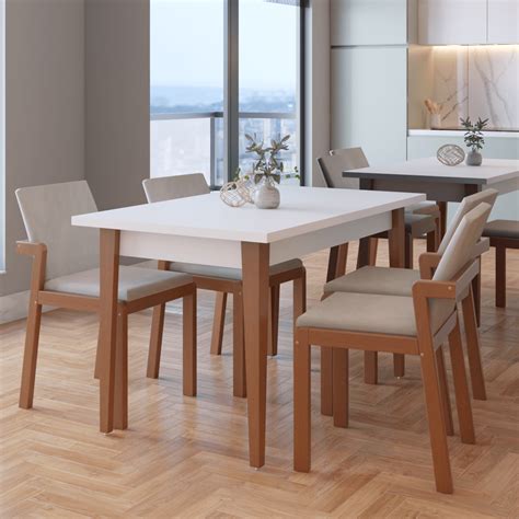 Mesa De Jantar Retangular Luiza Madedecoramadeiradobranco135cm