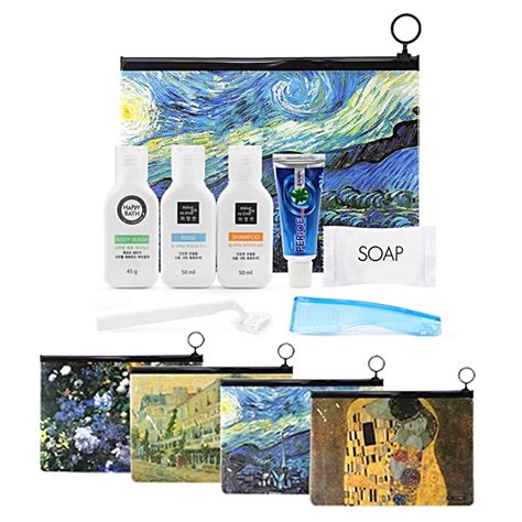 여행 캠핑용 휴대용 세계명화 파우치 아모레nb형 세면도구set파우치디자인랜덤 두란노몰