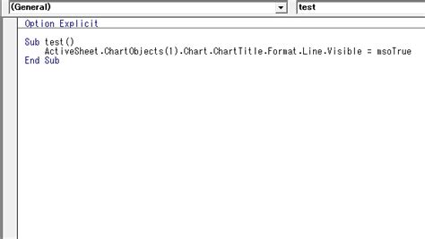 Excel Vba グラフのタイトルの枠線を表示、非表示にする Formatlinevisible、formatline