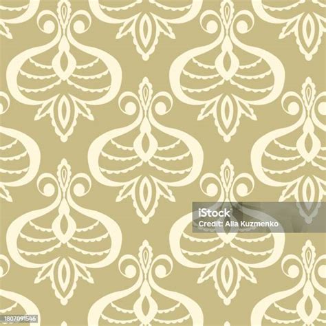 컬이 있는 매끄러운 빈티지 패턴 바로크 스타일의 벽지 꽃 장식입니다 민족 부족 배경 벡터 그림 천 포장 카드 직물에 대한 템플릿 디자인 0명에 대한 스톡 벡터 아트 및 기타