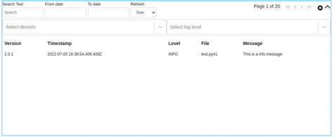 Elasticsearch Log Viewer Widget Taranta 2 11 5 Documentation