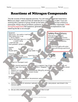 Reactions Of Nitrogen Compounds By Cindys Tpt Store Tpt
