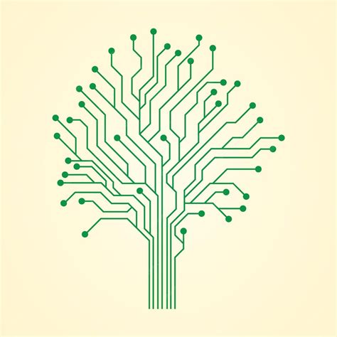 Premium Vector Green Tech Tree Stylized As An Electronic Circuit