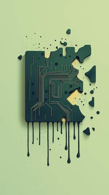 Abstract Circuit Board With Dripping Paint Premium Ai Generated Image