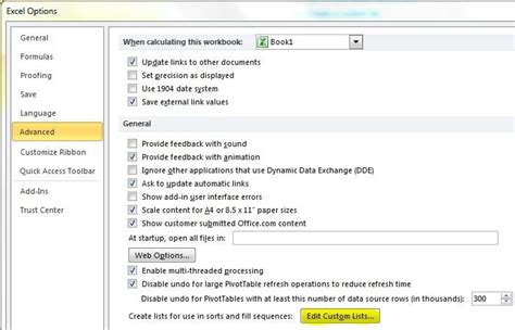 Excel Custom Lists