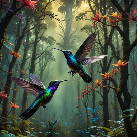 Twilight In Hummingbird Forest Ai Generated Artwork Nightcafe Creator