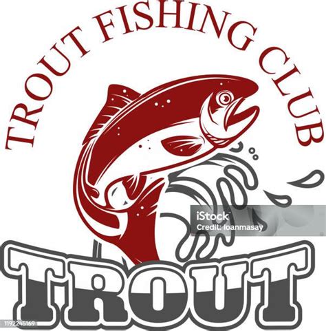 송어 낚시 송어 물고기와 엠블럼 템플릿입니다 레이블 기호 포스터에 대한 설계 요소입니다 벡터 일러스트레이션 송어에 대한 스톡
