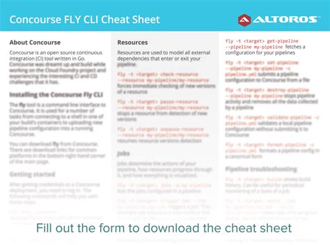 Concourse Fly Cli Cheat Sheet Altoros