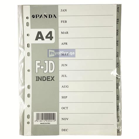 Pvc Index Divider Jan Dec Grey A4 In Qatar