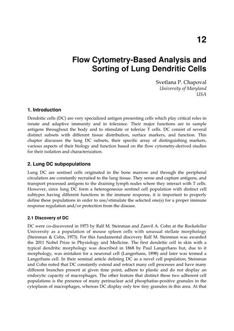 Pdf Flow Cytometry Based Analysis And Sorting Of Lung Dendritic Cells