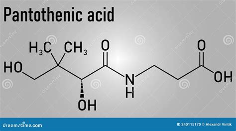 Vitamin B Or Pantothenic Acid Pantothenate Molecule Skeletal Formula Stock Vector