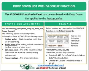 VLOOKUP Function With Drop Down List Excel Unlocked