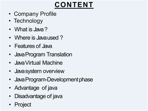 Industrial Training Report On Java Technology Ppsx