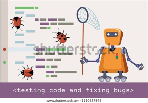 Robot Finds Fixes Errors Program Code Stock Vector Royalty Free 1910357845 Shutterstock