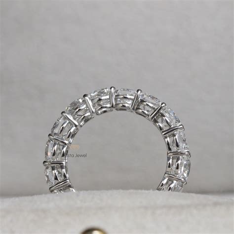 Cushion Cut Lab Grown Diamond Eternity Band 14k White Gold Wedding