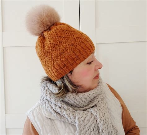 Knitting Hat Pattern Everest Hat Winter Woman Knit Hat Beanie Faux Pompom Hat Unisex Pdf Pattern