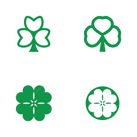 클로버 리프 로고 아이콘 벡터 일러스트 템플릿 디자인 세트 프리미엄 벡터
