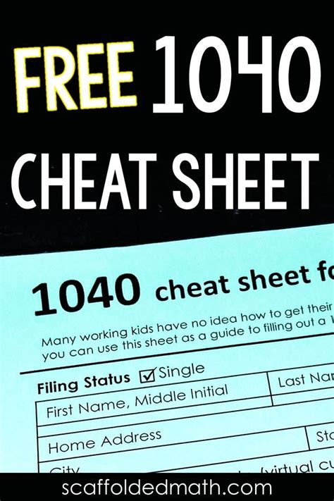 1040 Income Tax Cheat Sheet Consumer Math Teaching Math Life Skills Lessons