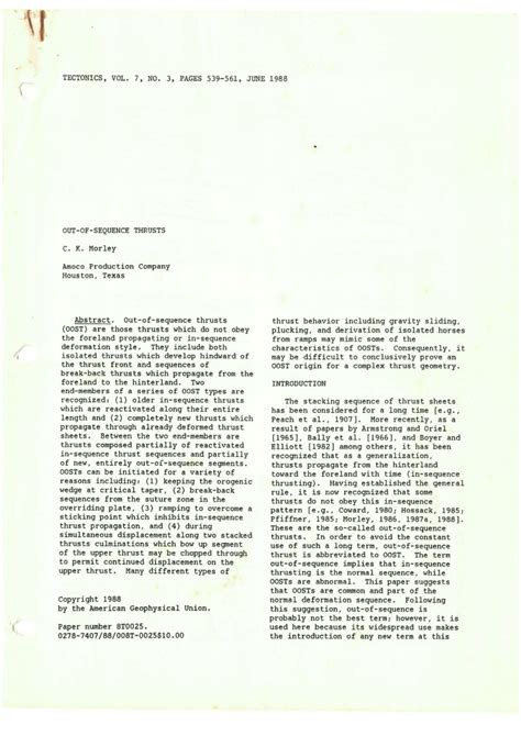 Pdf Out Of Sequence Thrusts