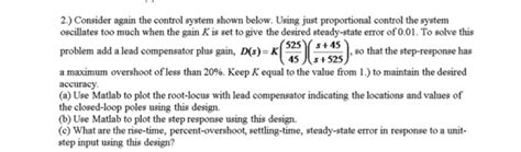 Consider Again The Control System Shown Below Using Chegg